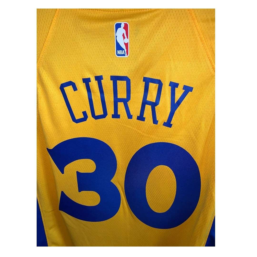 Nike NBA Warriors No'30 Steph Curry The Bay Hot-Pressed Jersey Yellow ...