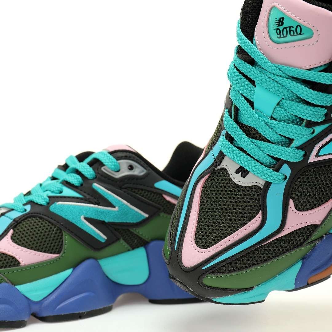New Balance 9060 Army Green Pink Blue Military Green Light Blue Powder ...