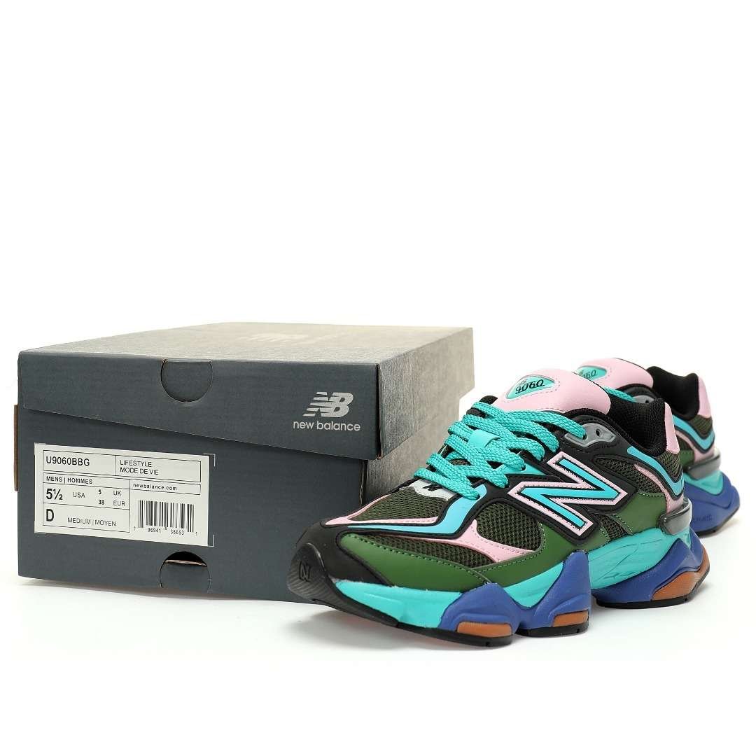 New Balance 9060 Army Green Pink Blue Military Green Light Blue Powder ...